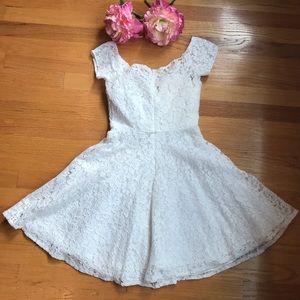 Dear Moon | Dresses | Dear Moon White Lace Fit And Flare Dress | Poshmark